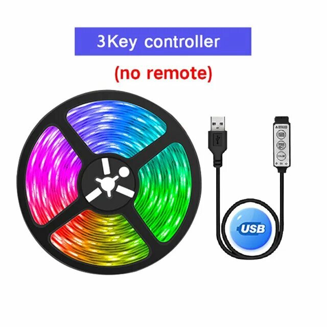 LeiiGeeGo USB светодиодная лента RGB 5050 1 метр 3Key controller, 5м