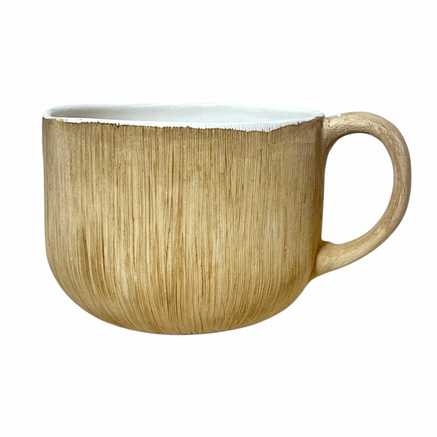 Кружка ручной работы «Кокос» с сердечком внутри, коричневая, керамика, 350 мл