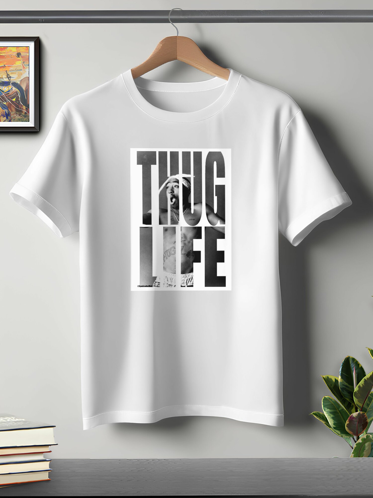 Футболка ONEQ унисекс 48-50 (L) размер с принтом Tupac, белая