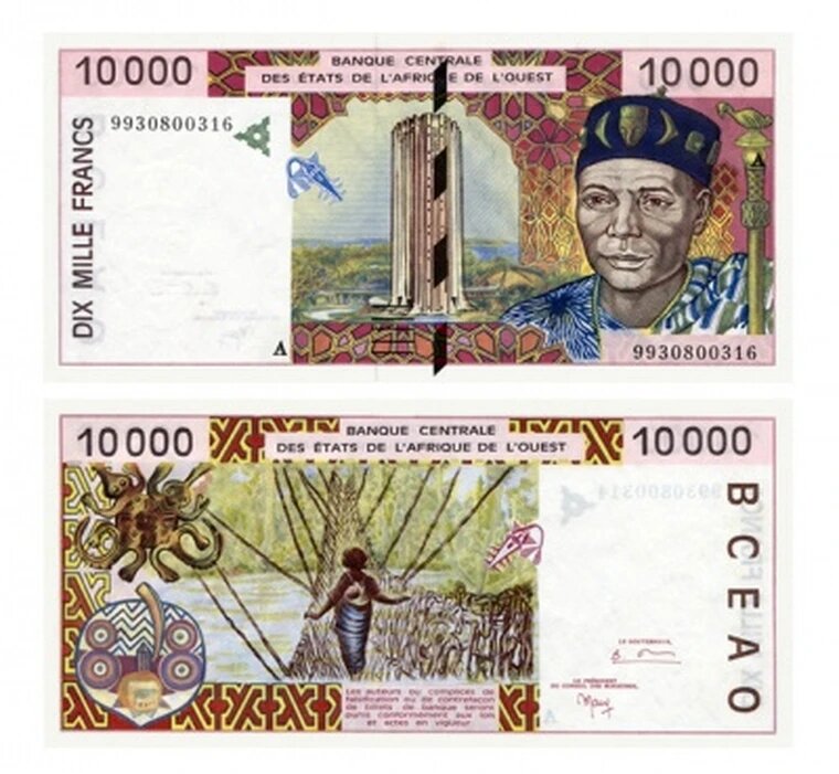 10000 франков 2002 Западная Африка, BCEAO, сувенирная копия, банкноты и купюры редкие коллекционные