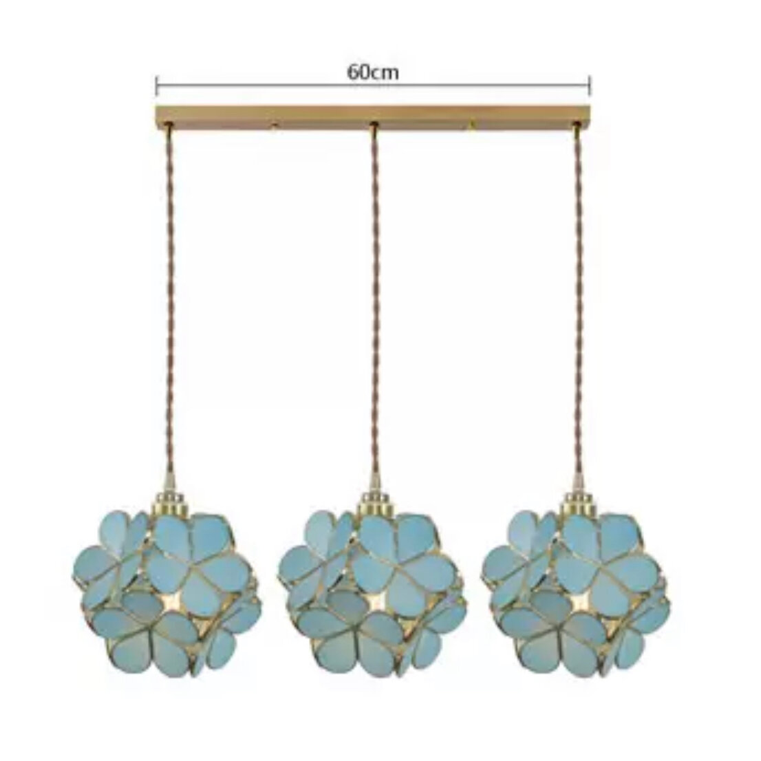 Светильник Fiorellini (3 плафон/ прямая платформа/ цвет голубой)