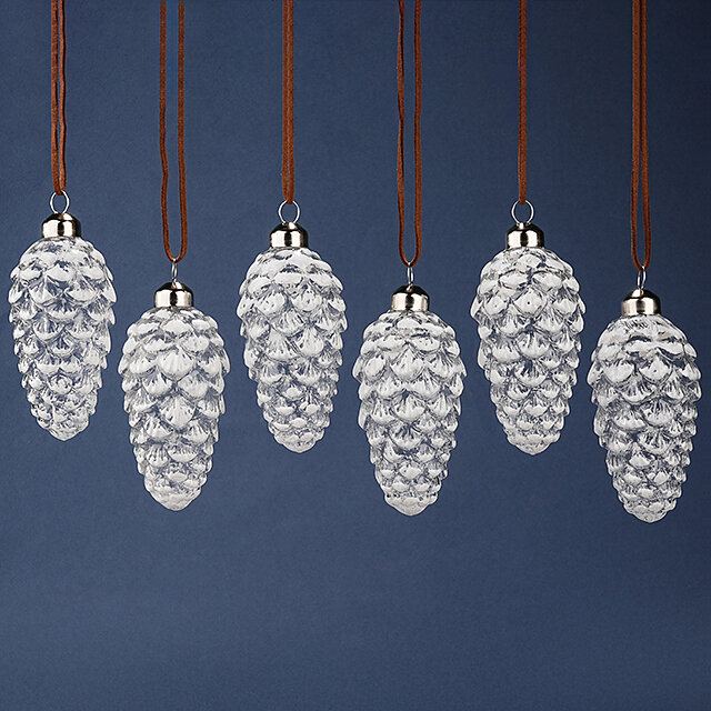Елочные игрушки Шишки Armando 11 см, 6 шт, стекло, Winter Deco, 4060234