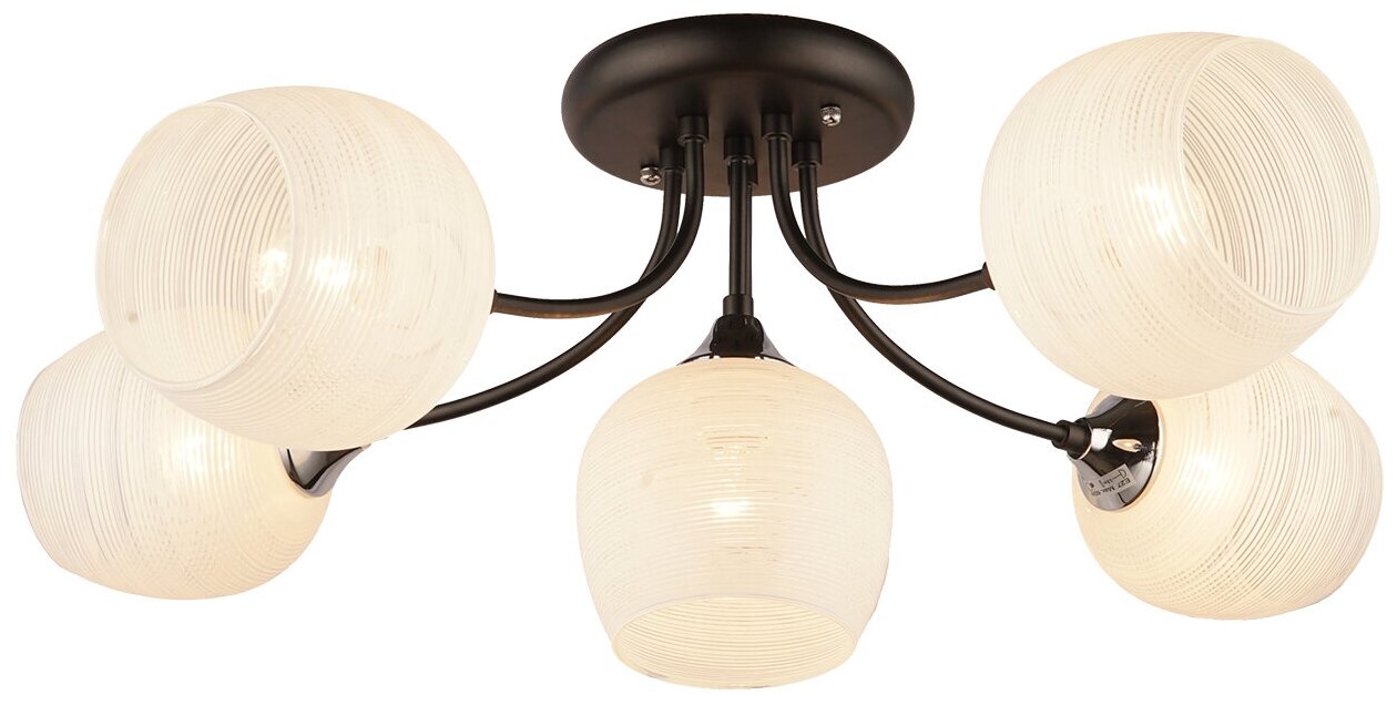 Люстра потолочная 6*60Вт Е27 MD.3337-6-S BK. 5 плафонов