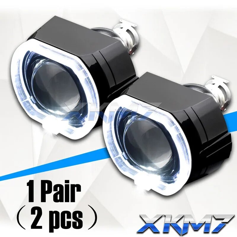 Биксеноновые линзы для фар проектора квадратные светодиодные White Angel Eyes, 1 Pair ( 2pcs)