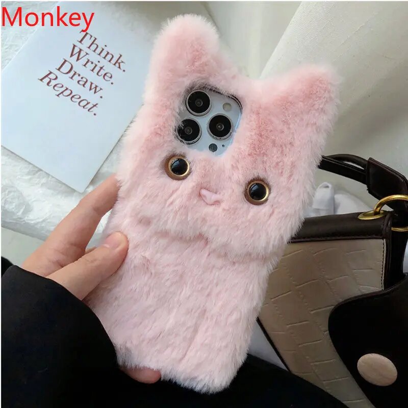 3D милый плюшевый чехол с котом для Xiaomi 12T 11T Redmi Note 12 11 10 9 Pro 11S 10S 9S 9T 9A 9C 10A 10C 12C Меховой пушистый меховой мягкий чехол