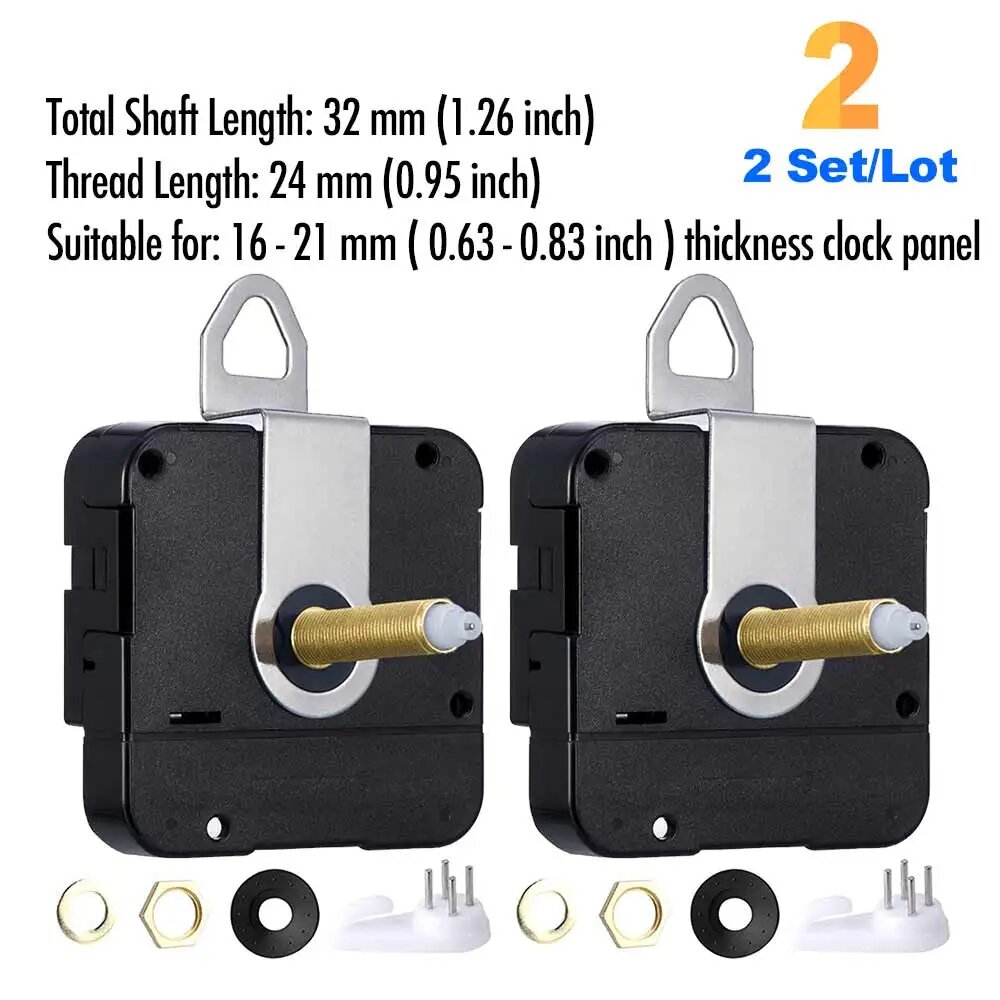 MCDFL Бесшумный механизм для настенных часов 2 шт 32mm Shaft Length