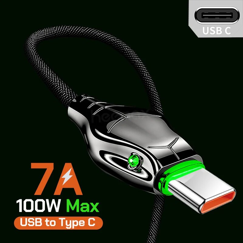 Кабель зарядный 7A USB Type-C, 66 Вт, для Huawei P40, Pro100W, Honor 50Pro, Samsung S22, Xiaomi, OPPO 0.25m