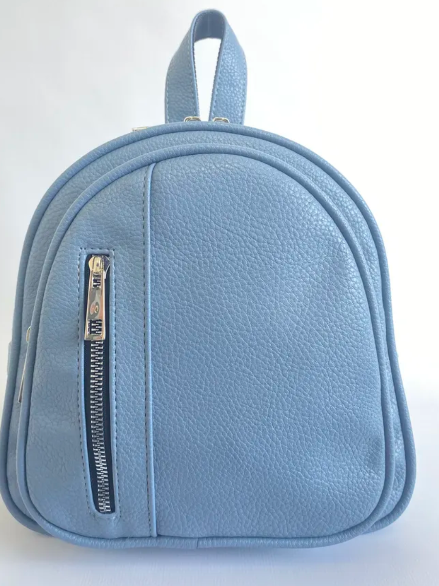 Рюкзак женский эко кожа непромокаемый голубой городской стиль 8048