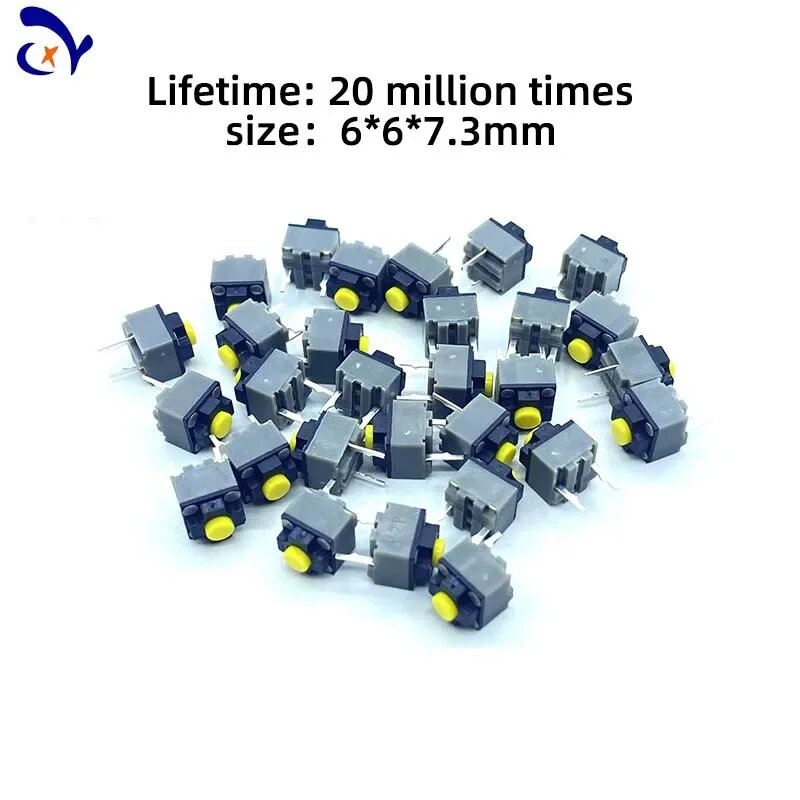 KAILH бесшумные микропереключатели 6*6*7.3 мм, 10 шт, Yellow dot