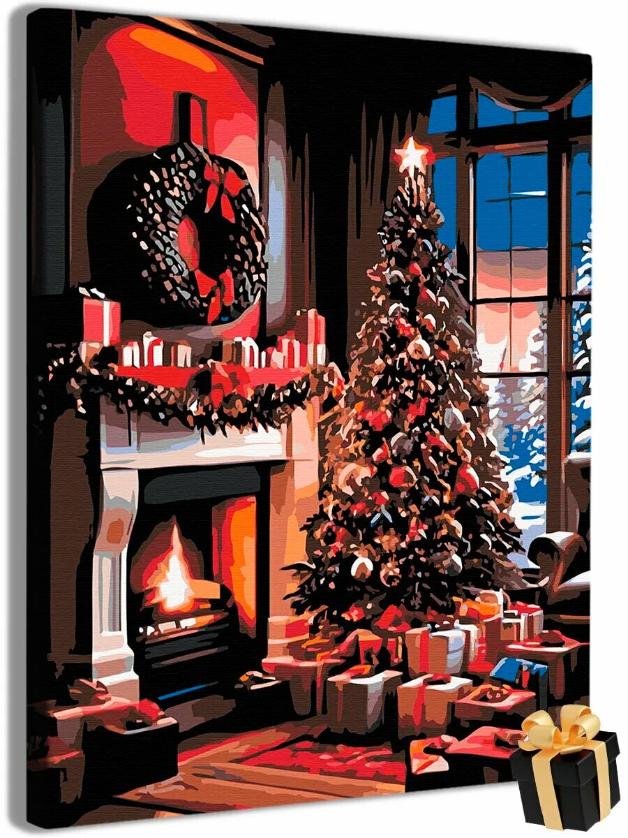 Картина по номерам камин