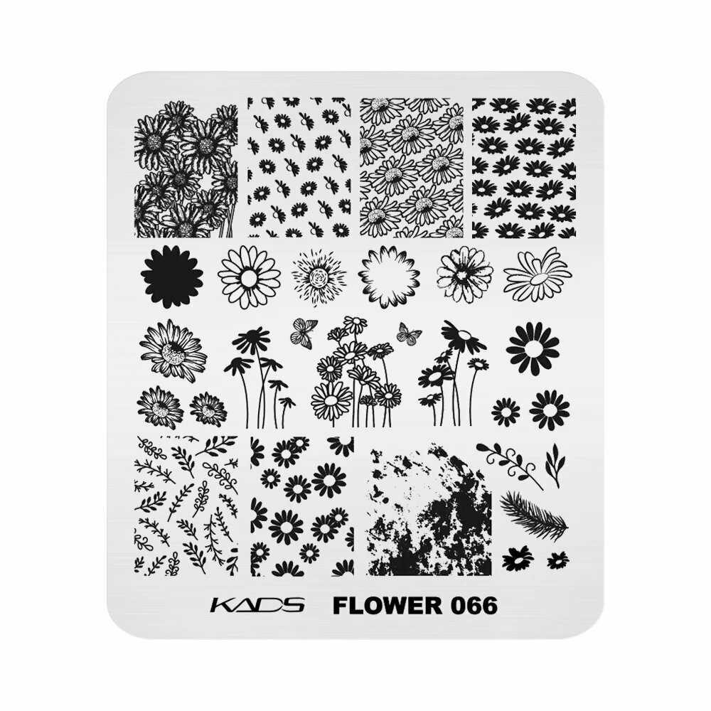 KADS пластина для стемпинга Flower 066, FL066