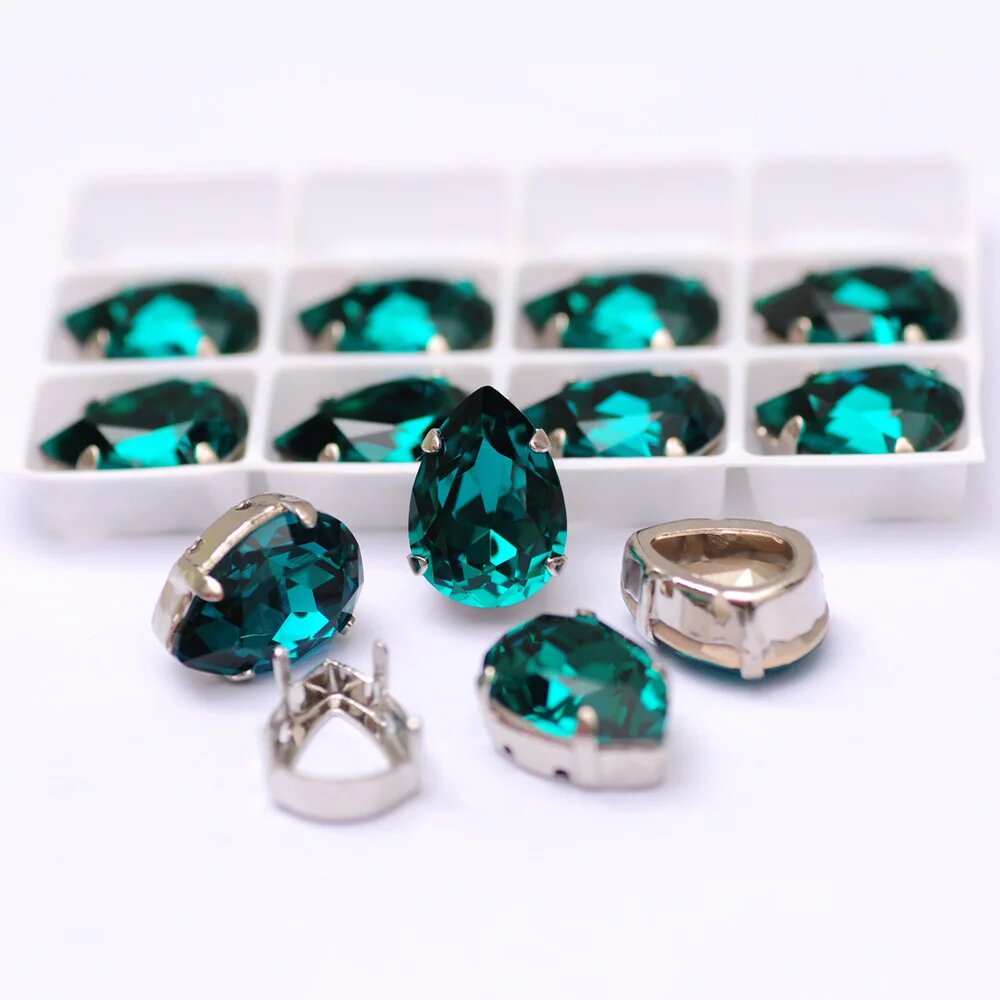 CTPA3bI хрустальные грушевидные бусины 7x10mm-18pcs, Crystal with silver