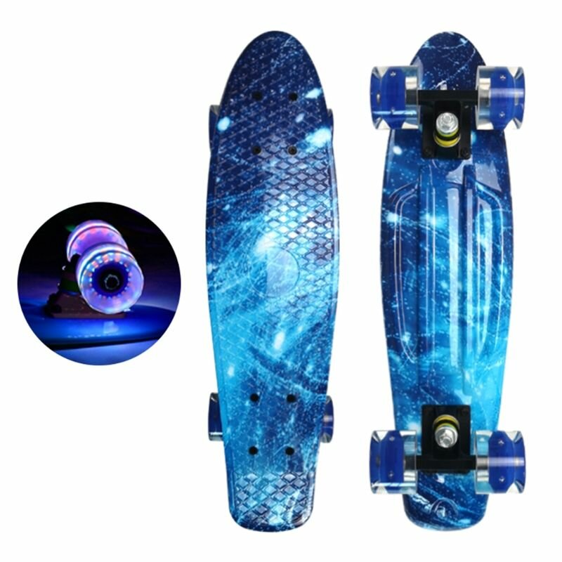 22-дюймовый скейтборд Mini Cruiser Longboard с мигающим колесом и скейтбордом для рыбы