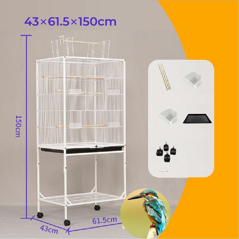 Большая клетка для птиц, 61*43*150 см, подходит для попугаев и других мелких и средних птиц