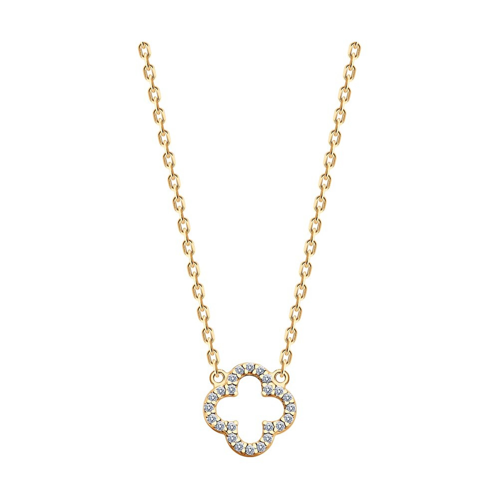 Колье, серебро, 925 проба, золочение, фианит