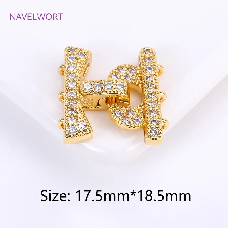 NAVELWORT Латунные застежки с цирконом 2 штуки 2 pieces, 18K gold plated