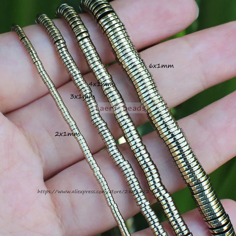 Бусины из гематита и пирита HaiXi, 1x2-6 мм, 38 см 3x1mm 360pcs