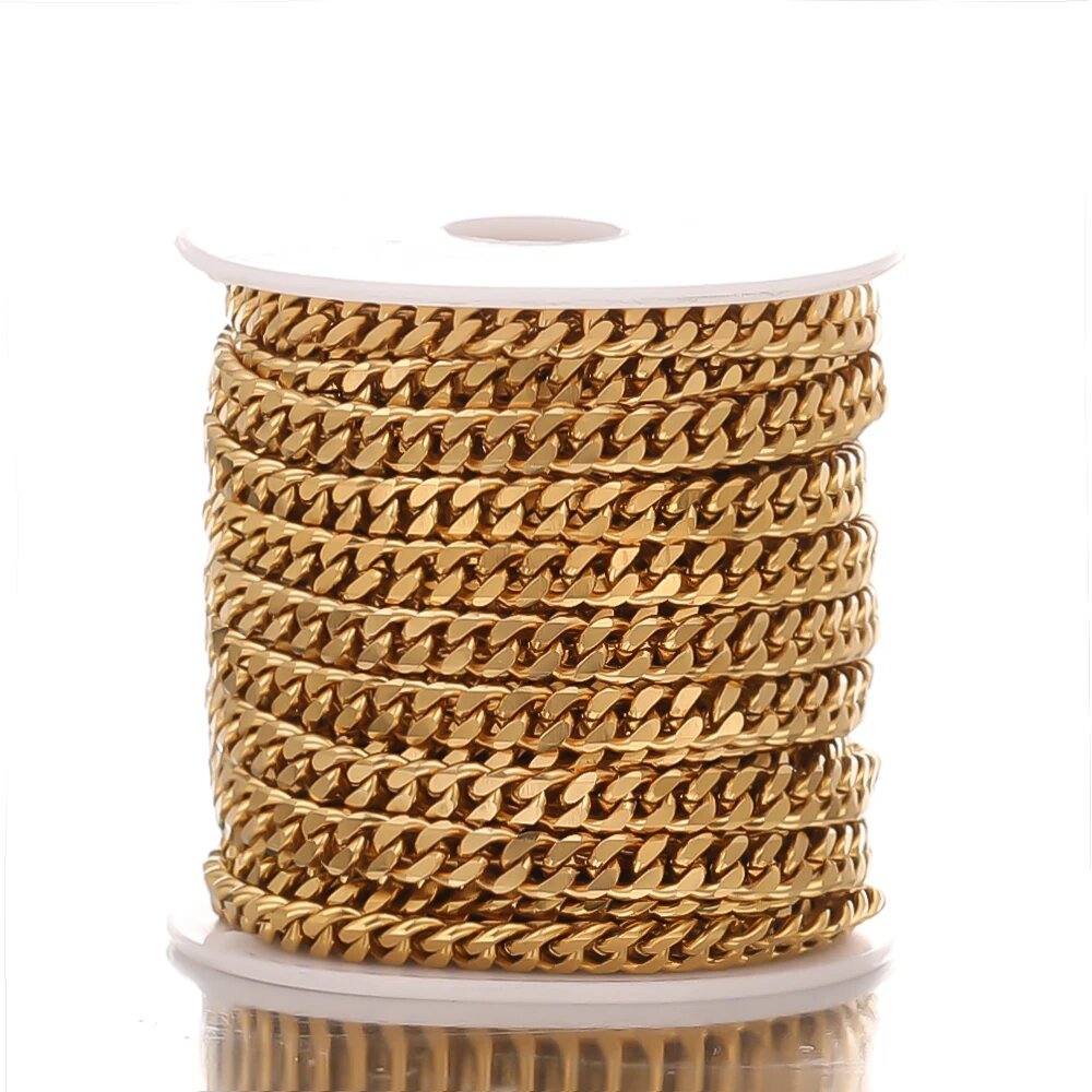 Кубинские цепи из нержавеющей стали золотого цвета 1 м Gold