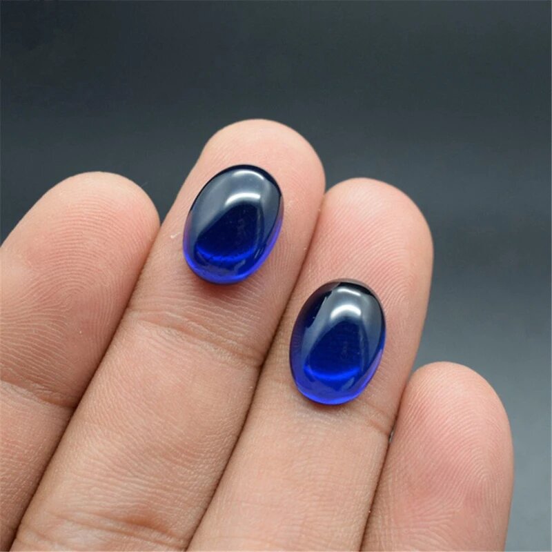 Синтетический сапфировый кабошон 10x14mm-3pcs