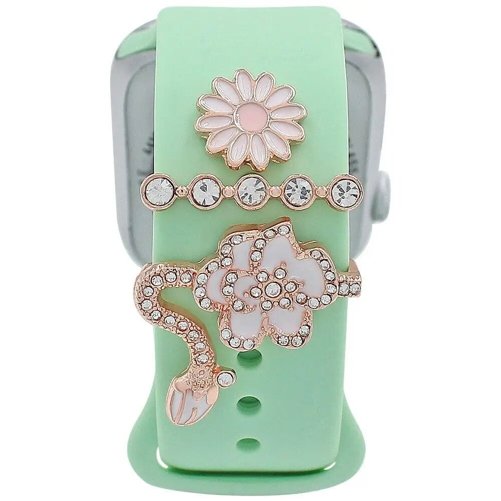 Креативный металлический ремешок для часов, орнамент, брошь с жемчугом и бриллиантами, декоративное кольцо, браслет, браслет, подвески, ремешок, аксессуары