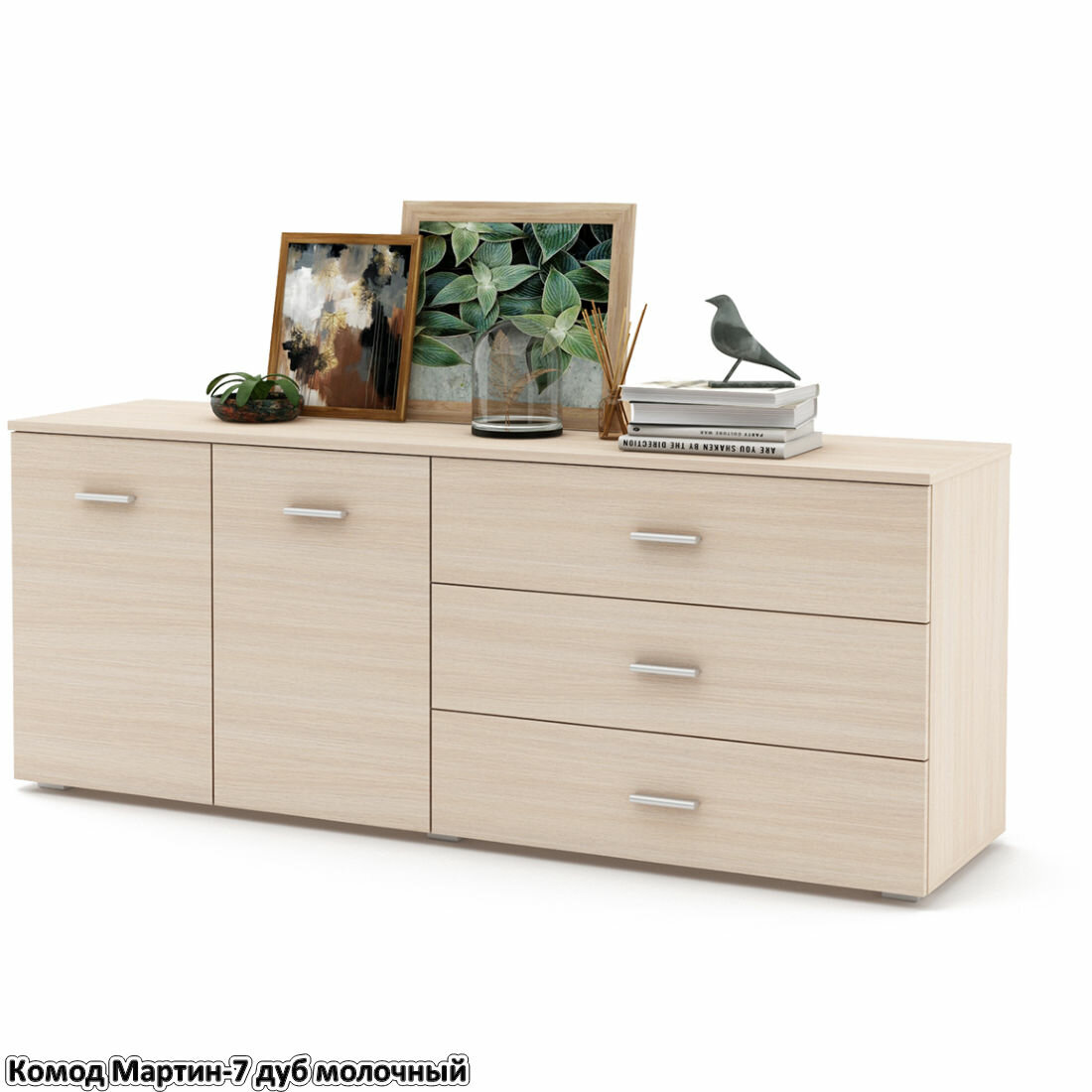 Комод Мартин-7 Дуб молочный, ЛДСП, МФ Владимир VMF, 160,4х63,3х40 см.