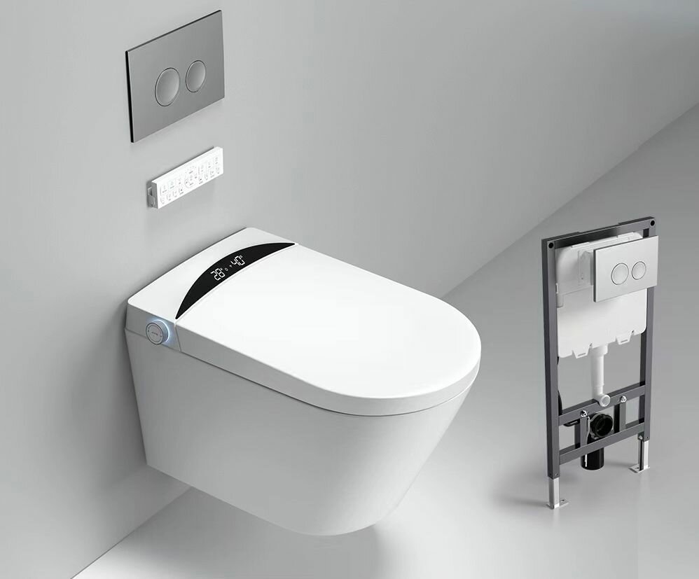 Электронный унитаз-биде подвесной c инсталляцией TIMO ТЕ-751 (580*380*420) с кнопкой хром или черная матовая