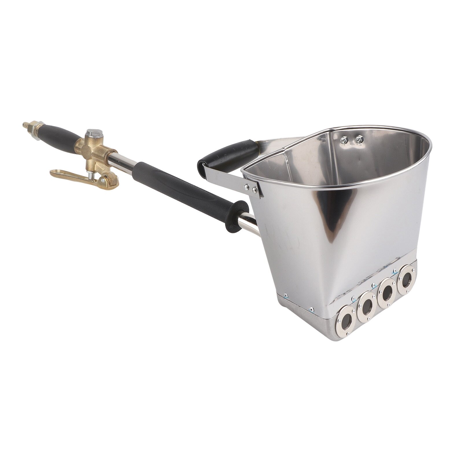 Пневматическая пистолет для распыления мультифункциональная для цементного раствора внутренних и внешних стен, 4 отверстия для распыления, размер отверстий 18мм, материал нержавеющая сталь + латунь, давление клапана 120 PSI, до 100 CFM, рабочее давление