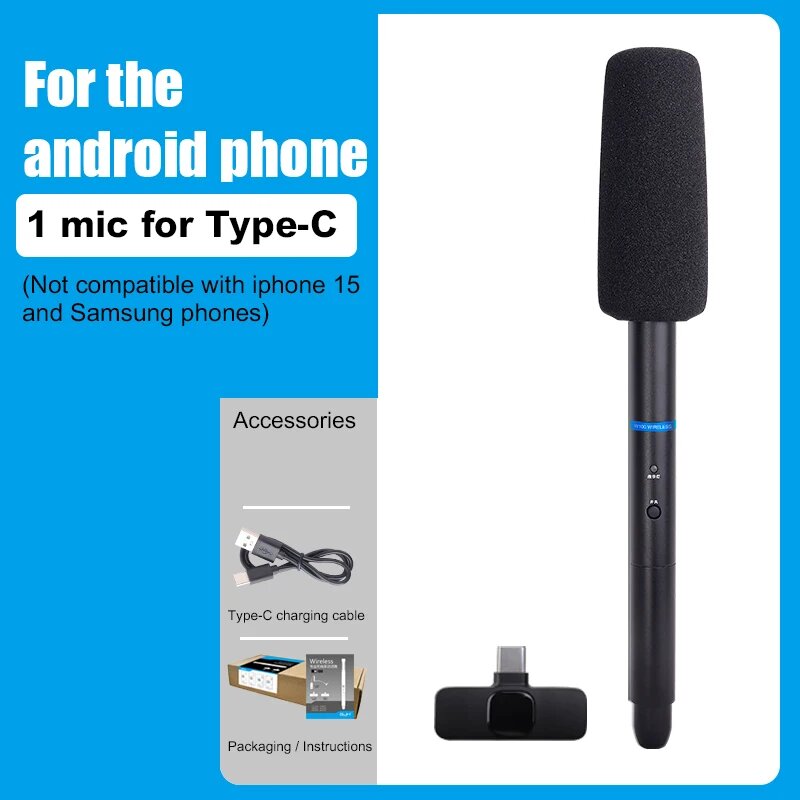 Беспроводной ручной микрофон для интервью 1 mic for Type-C