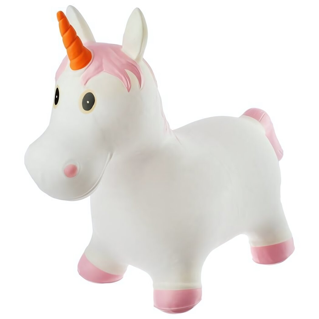 Единорог прыгун надувной, белый с розовым, для активных игр дома и на улице