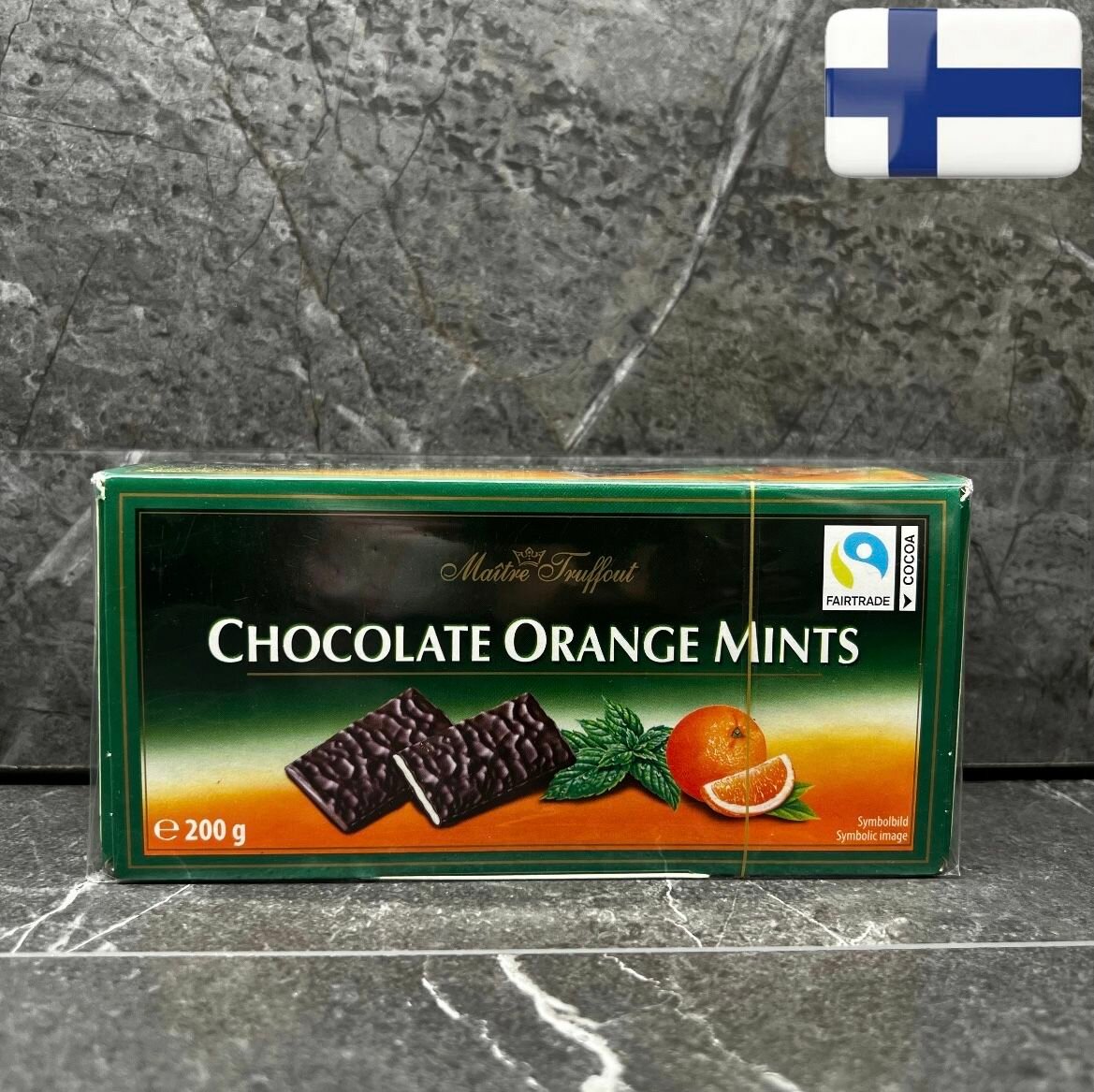 Темный шоколад Maitre Truffout с апельсином и мятой, в пластинках 200 г