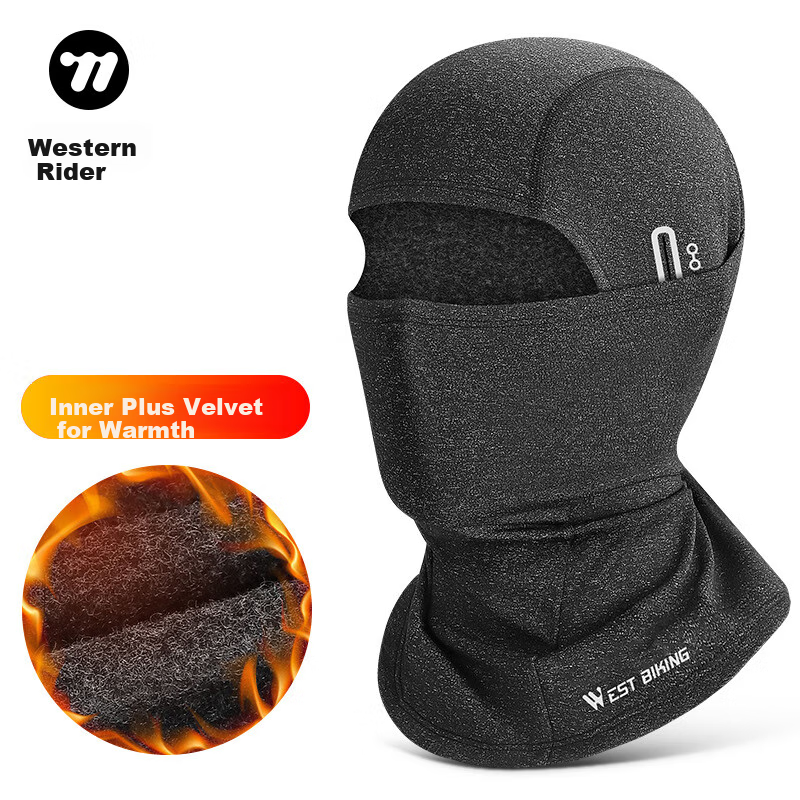 WestBiking Fleece-lined Warm Head Cover Autumn Winter Cycling Cold-proof Face Mask Motorcycle Unisex Skiing Full Face Neck Warmer Grey