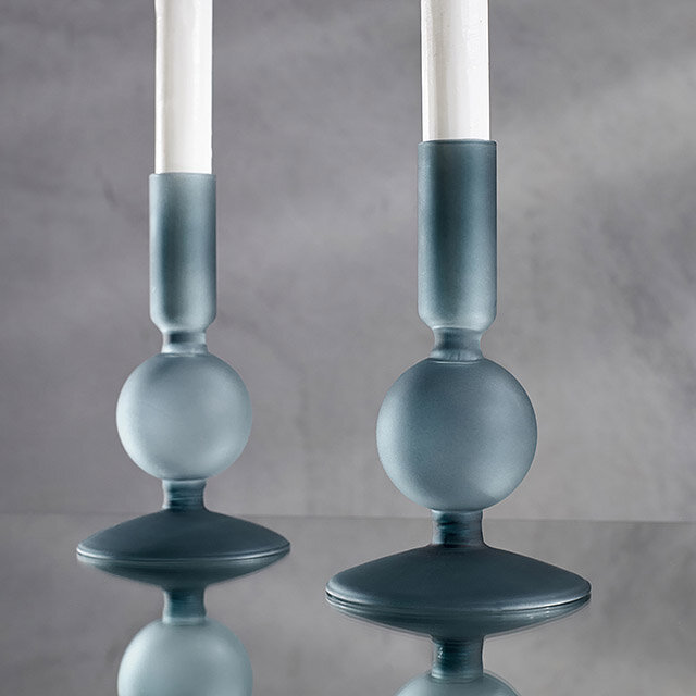 Стеклянный подсвечник Del Vetro - Merano 14*8 см серо-синий, Koopman, AAE204100-1