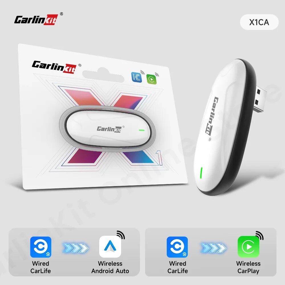 Carlinkit X1CA/X2CA Проводной адаптер CarLife к беспроводному CarPlay Android Auto Ble Wi-Fi Обновление автомобильных интеллектуальных систем для CarLife X1CA