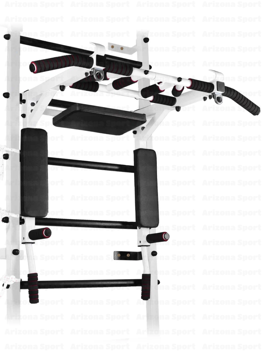 Турник на шведскую стенку белый с черными подушками/ручками