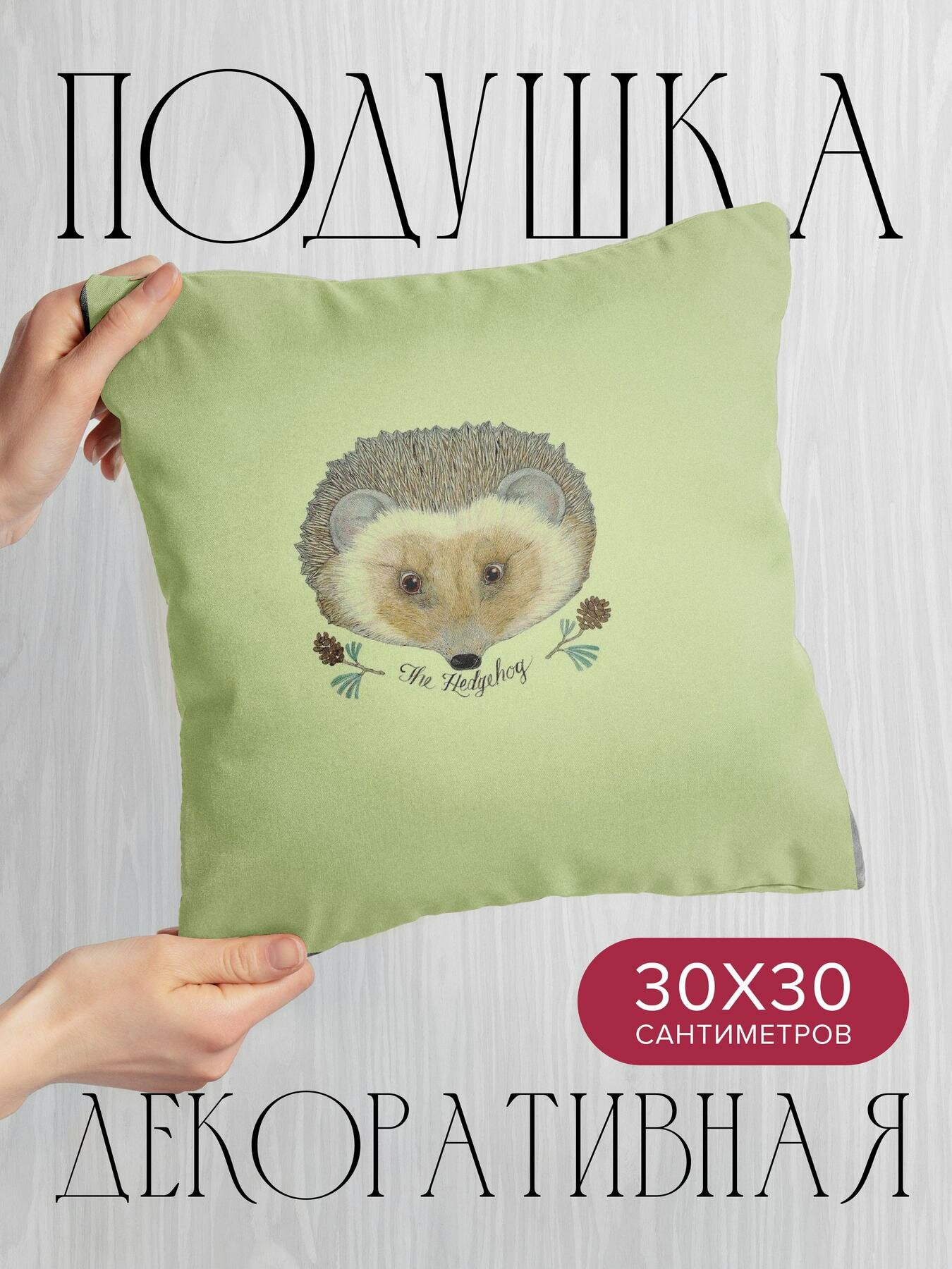 Подушка декоративная, 30x30см / Арт / ежик / рисунок