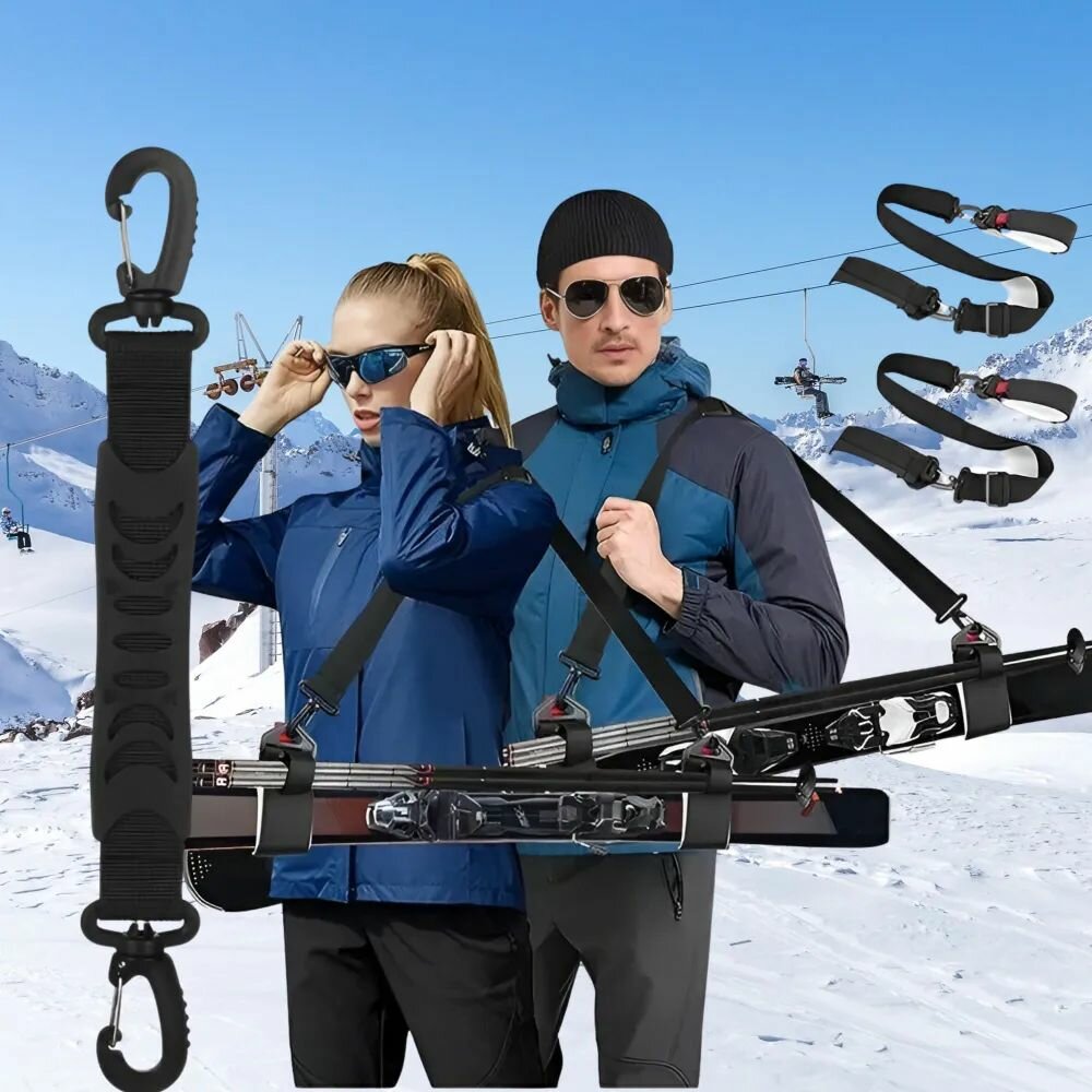 Лыжные ботинки, коньки, кронштейны для коньков с крючками. Ремешок от лыжных ботинок. Открытый и портативный. Нейлоновая лента. Крюк для подъема обуви