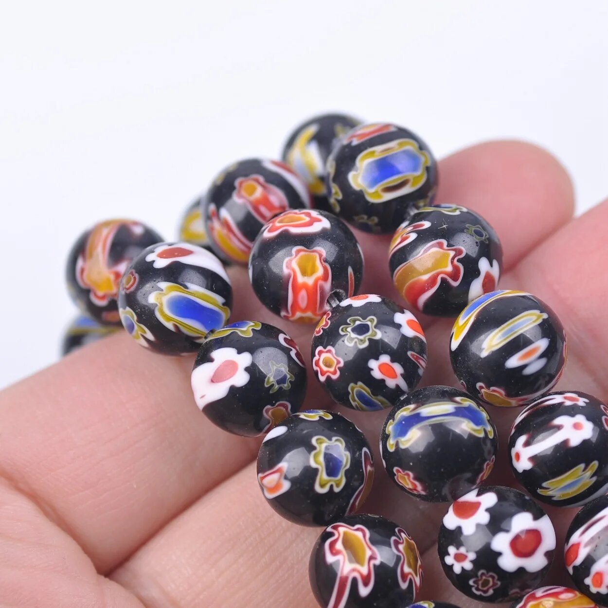 Стеклянные бусины Millefiori 12 мм, 10 шт.