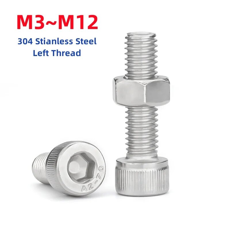 Набор болтов и гаек с обратной резьбой из нержавеющей стали 304 M3 M4 M5 M6 M8 M10 M12 M8-1set, 16 мм