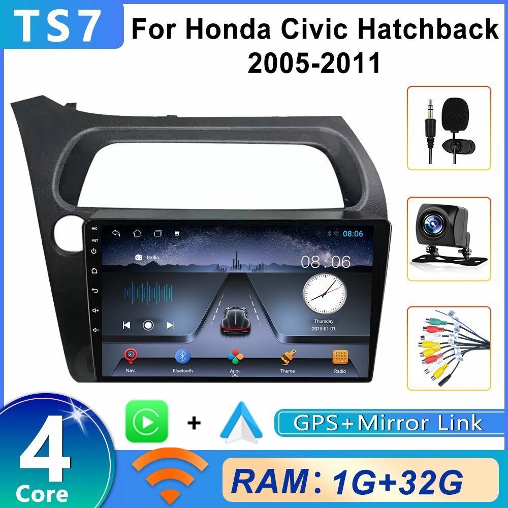 Автомагнитола для Honda Civic 5D 2005-2012 Android экран 9 дюймов Carplay Wifi Bluetooth