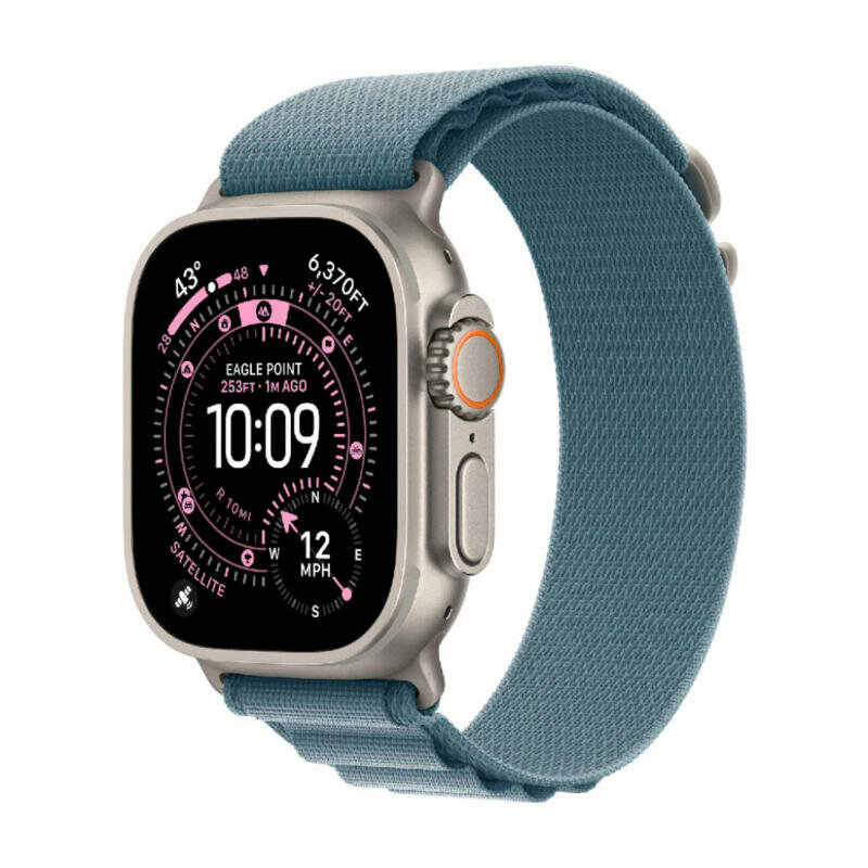 Часы Apple Watch Ultra 3 2025 49mm Natural Titanium Case With Light Blue Alpine Loop S, (Титан/Голубой)