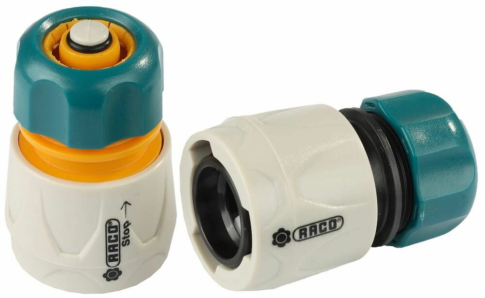 Набор быстросъемных соединителей RACO ORIGINAL, 1/2" + 1/2", ABS пластик, автостоп, шланговый 4250-55265B