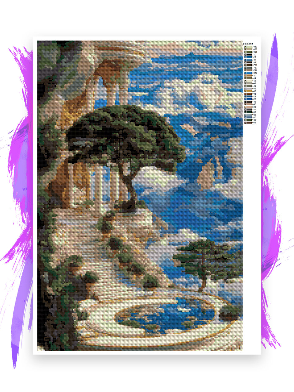 Алмазная мозаика без подрамника - вышивка Небесный храм 40 х 60 см