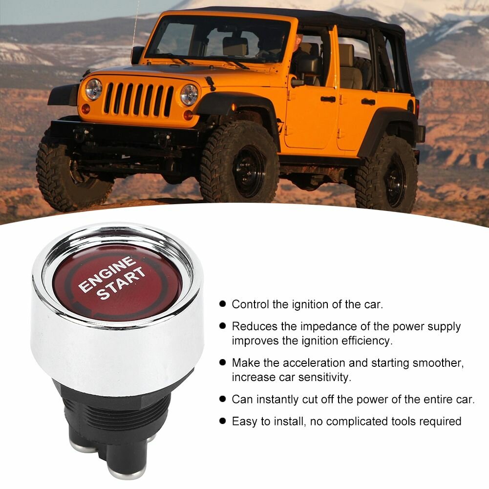 Светодиодный переключатель запуска двигателя, стартер зажигания, кнопка запуска и остановки двигателя для автофургонов, гоночный автомобильRed