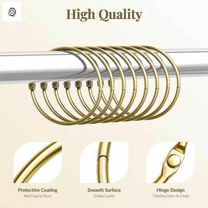 Стальные кольца для штор с застежкой золотые 12 шт