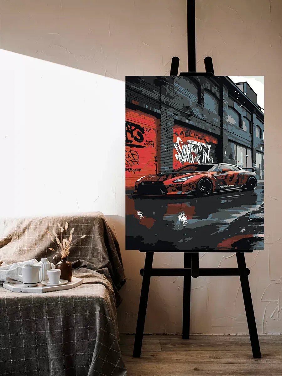 Картина по номерам Nissan GT-R Спорткар Ниссан ГТ-Р