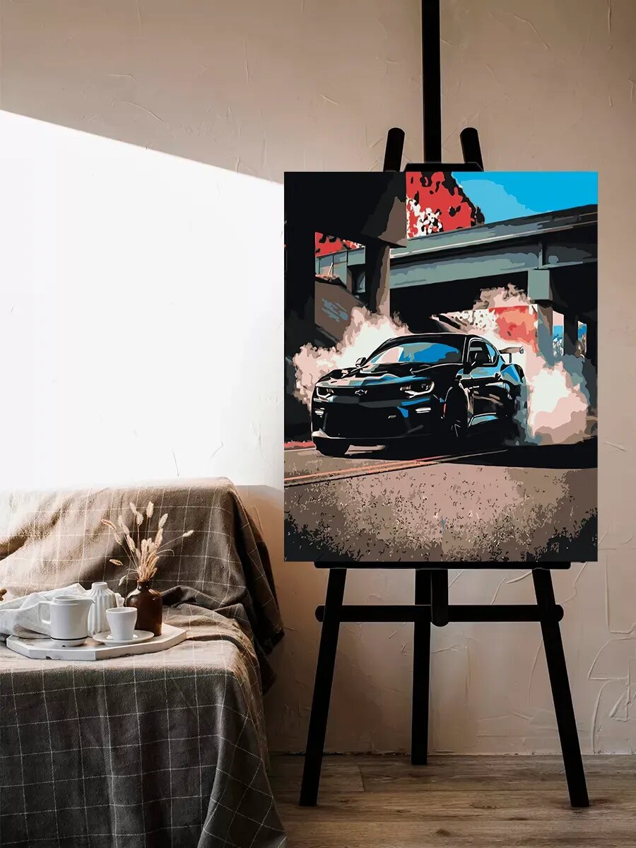 Картина по номерам Chevrolet Camaro Машина Спорткар Дрифт