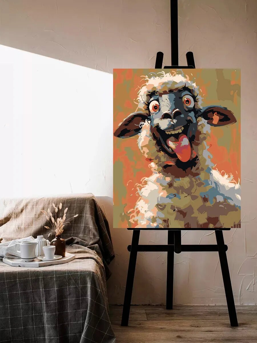 Картина по номерам Мультяшный Барашек Овечка Животное