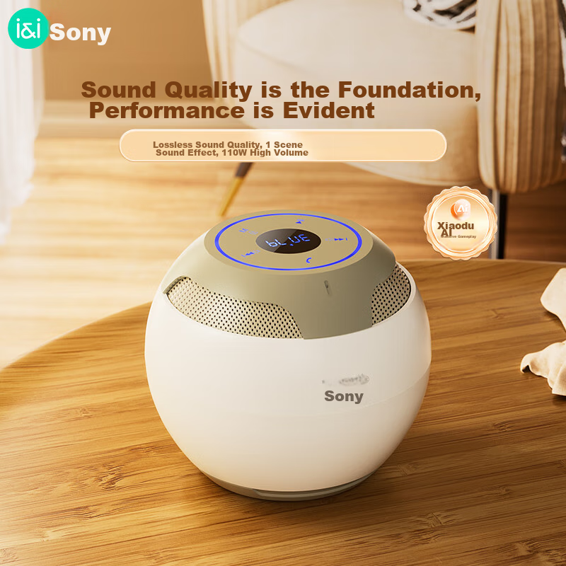 Soaiy S35Ultra Xiaodu Smart Bluetooth Speaker, White Noise, Natural Scene Sound, AI Voice Control, Mini Portable, Children's Early Education, Elderly Companion Gift, Oil Paint White