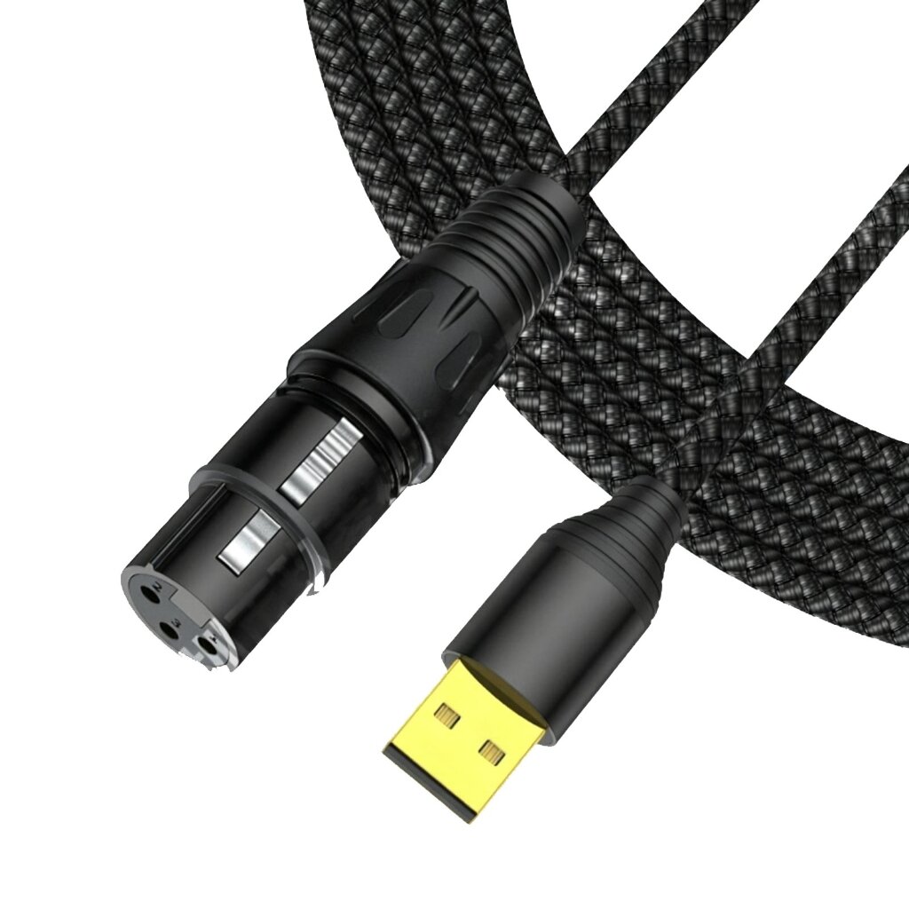 Позолоченный аудиокабель USB A от мужчины к мужчине XLR и женщине с нейлоновой оплеткой-3m-XLR female