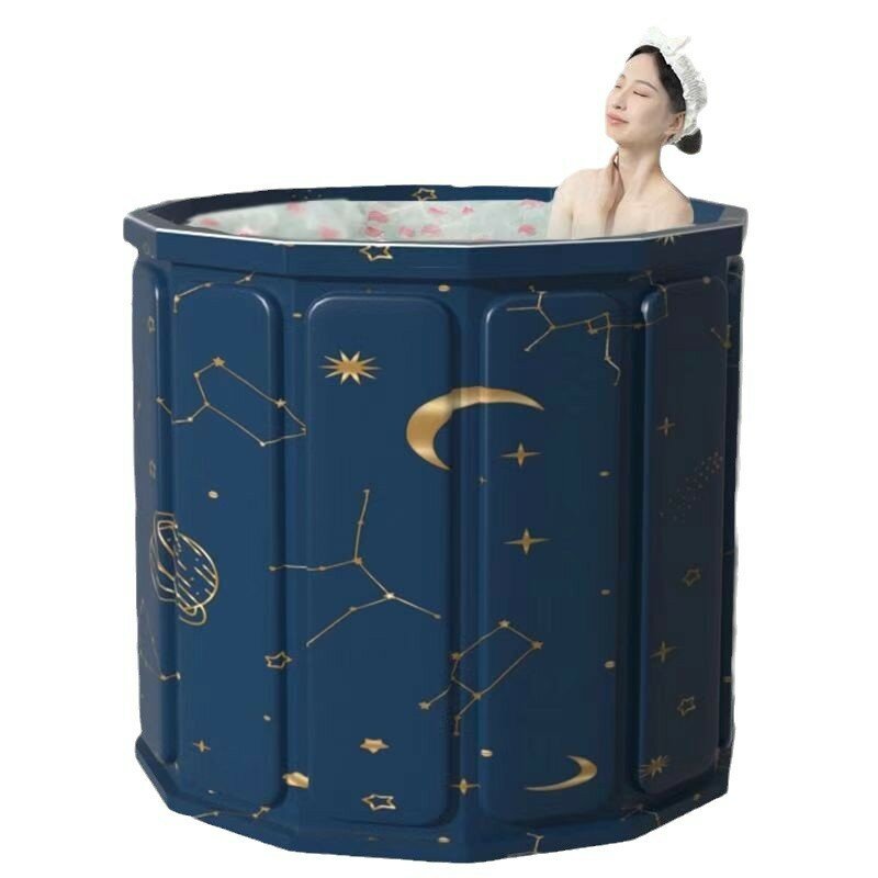 Kомната ванна，65*70cm, Легко переносится，3кг，Стиль Звездное небо+синий цвет，Легко хранить，Сгущаться ванная комната